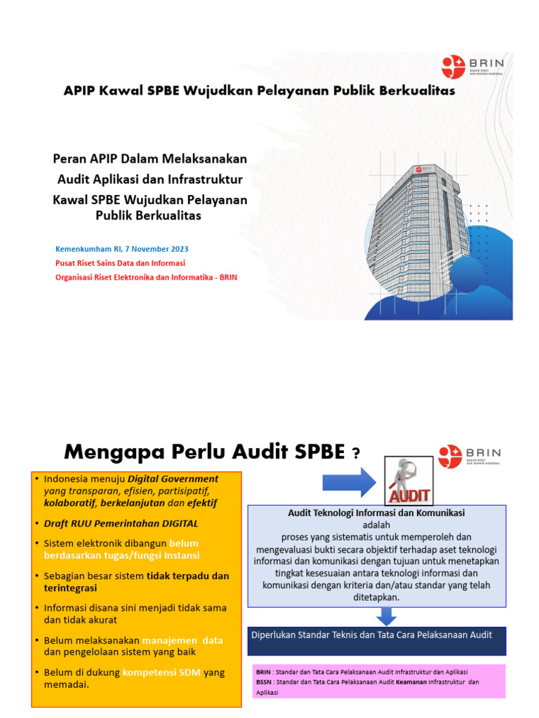 Peran APIP Dalam Audit Infrastruktur Dan Aplikasi SPBE 07112023 | PDF