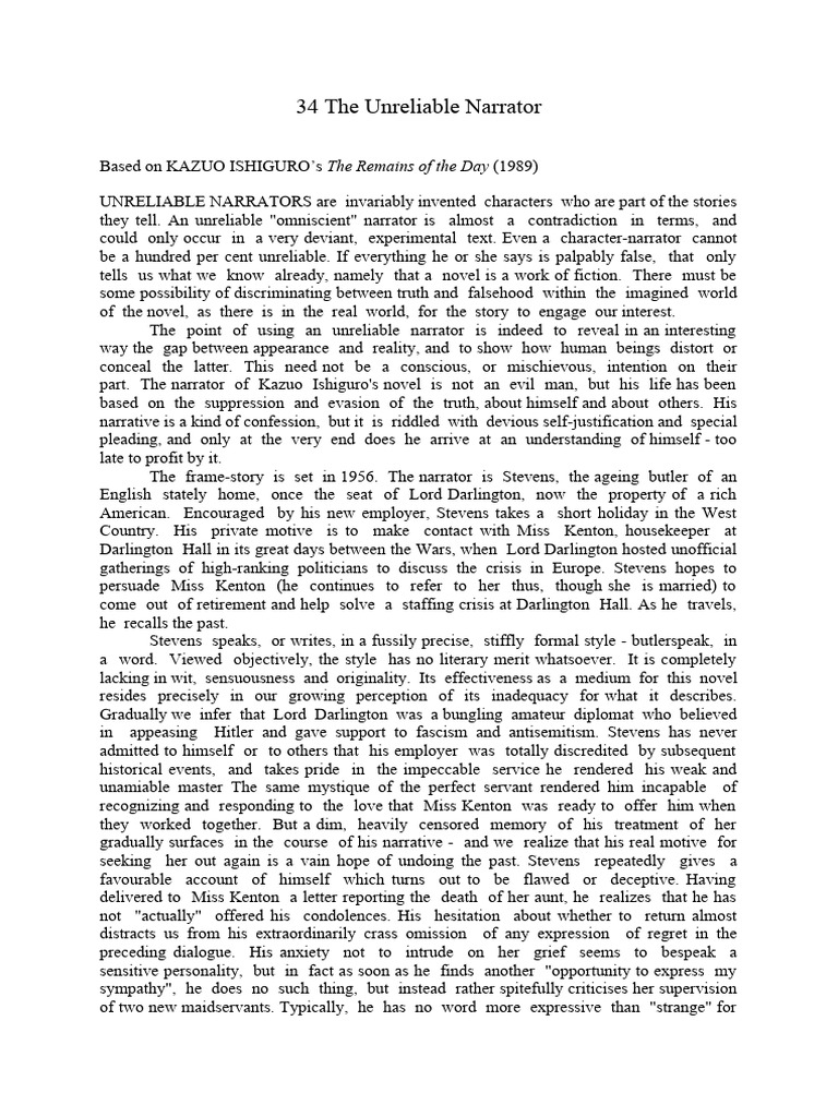 Understanding Unreliable Narrators | PDF | General Fiction