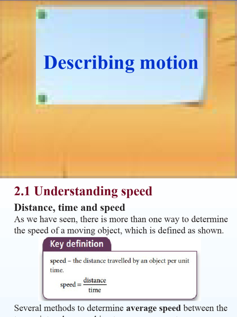 2 Describing The Motion | PDF | Velocity | Acceleration