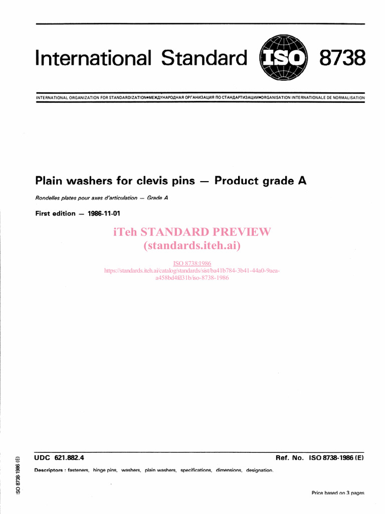 ISO-8738-1986 - Plain Washer For Clevis Pins | PDF | Screw ...