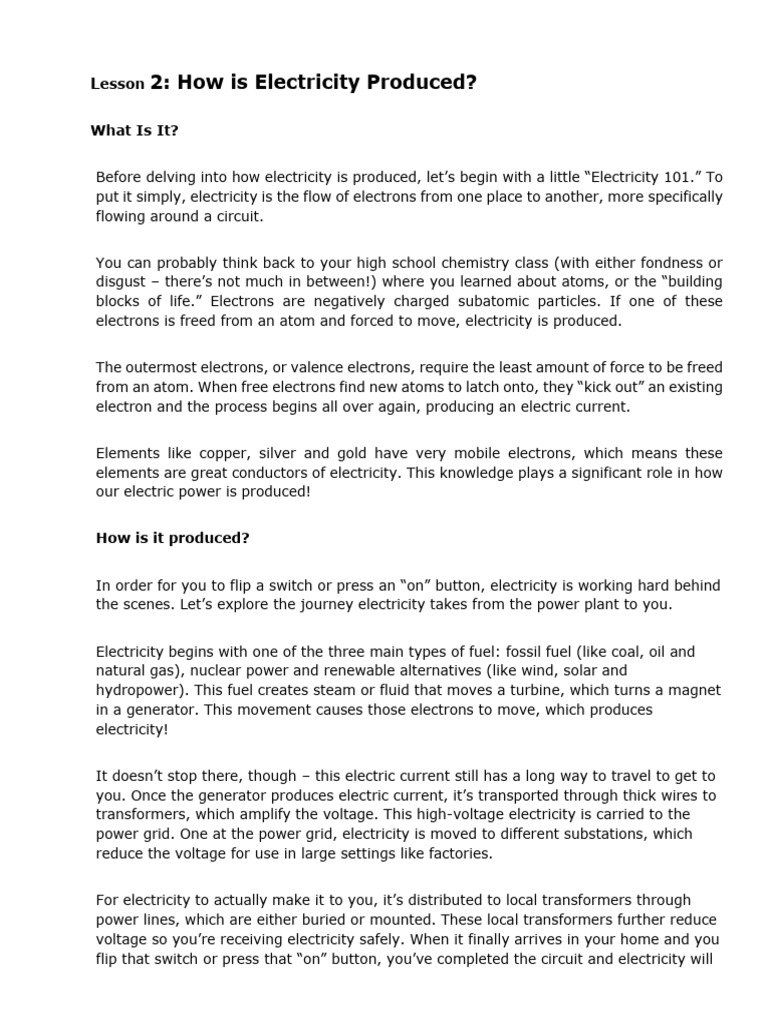 How Is Electricity Produced | PDF | Electric Current | Electricity