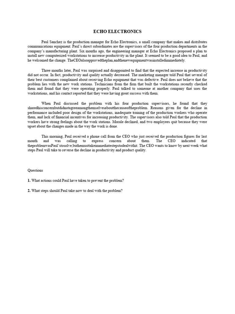 Case 4 - Echo Electronics | PDF