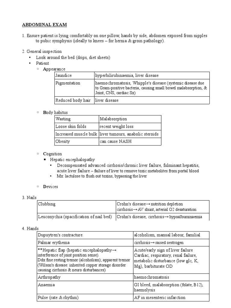 Abdo Exam | PDF | Liver | Cirrhosis