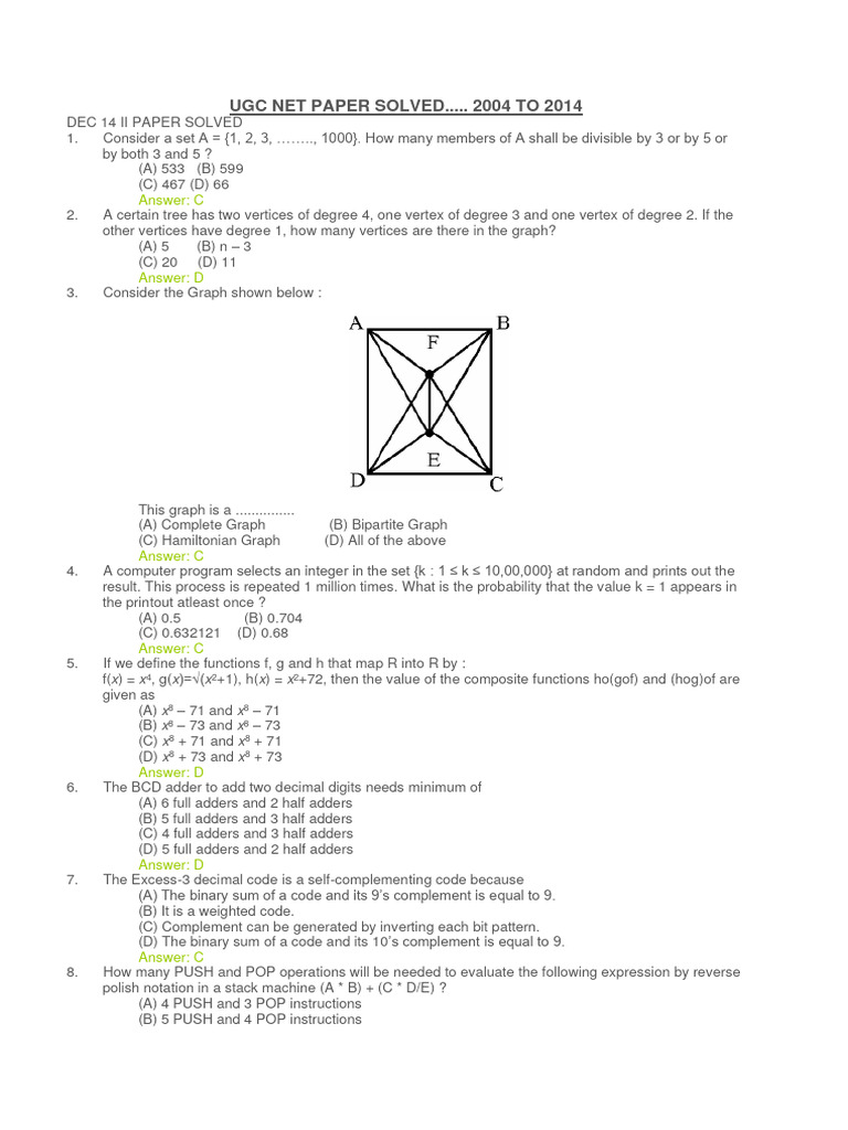 Ugc Papers With Ans Pdf Pointer Computer Programming Parsing
