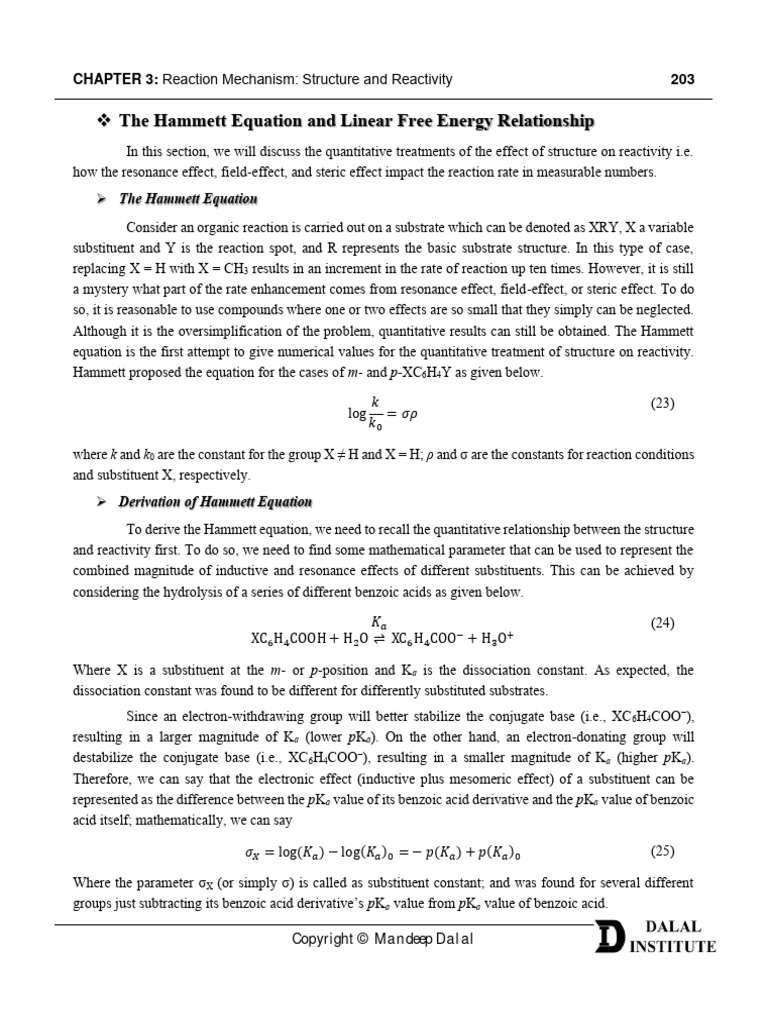Linear Free Energy Relationship
