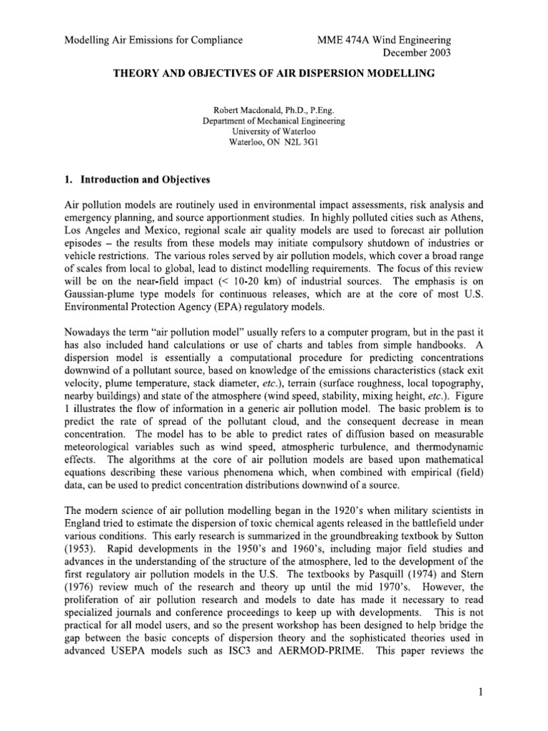 Air Dispersion Model | PDF