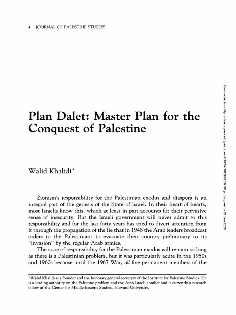 Plan dalet | PDF | Zionism | Palestine (Region)