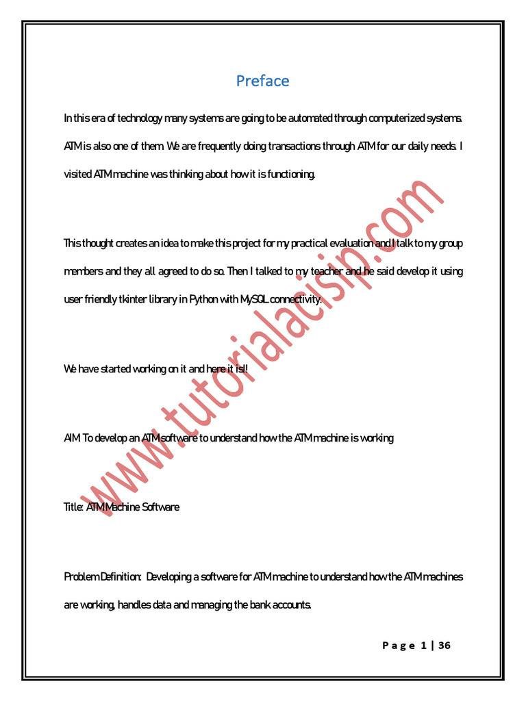 ATM Project | Download Free PDF | Automated Teller Machine | Cash