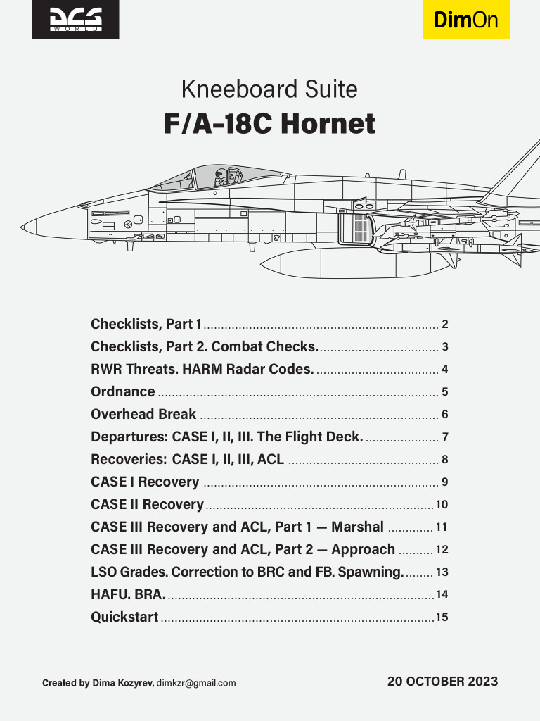 FA-18C Kneeboard Suite Day by DimOn Latest | PDF