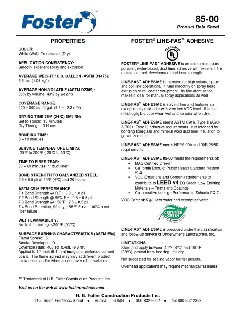 Foster PDS 85 00 R0719 1 | PDF | Adhesive | Duct (Flow)