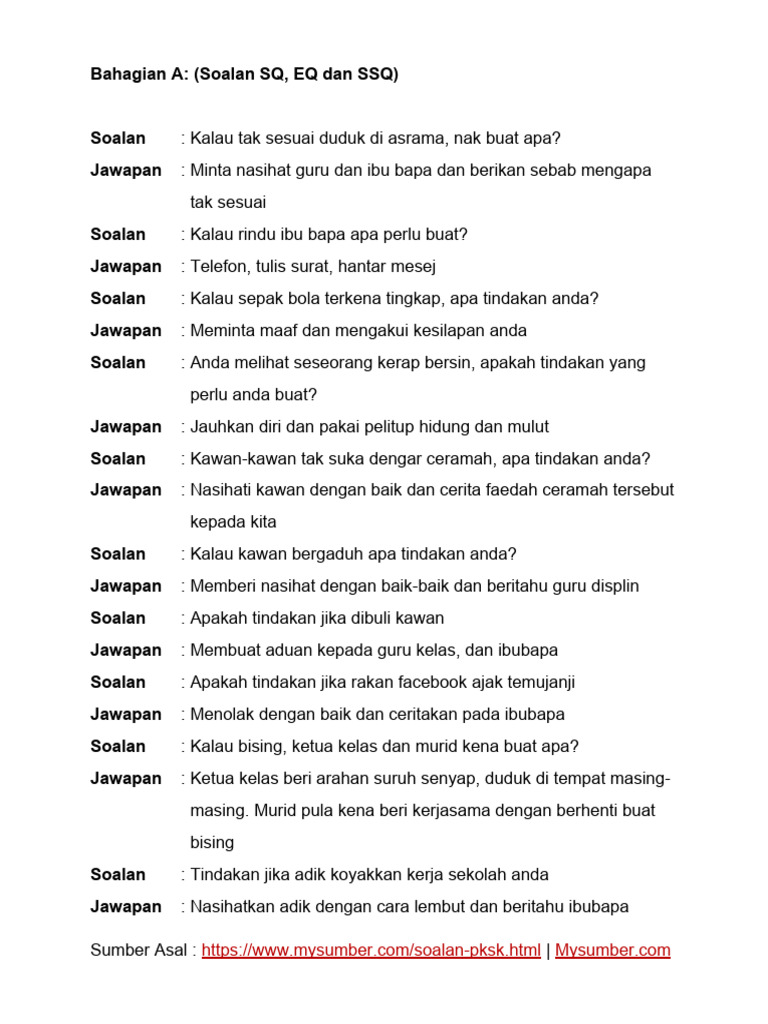 Contoh Soalan Peperiksaan PKSK | PDF
