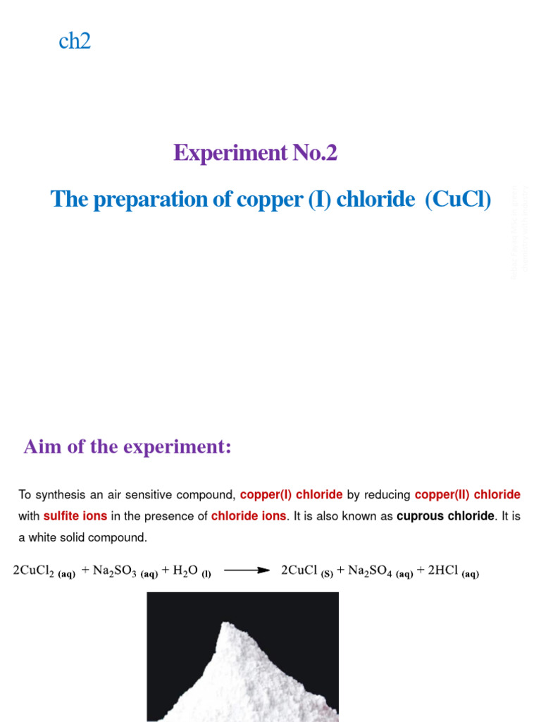 Exp 2 (Prep - of CuCl) | PDF | Redox | Chemistry