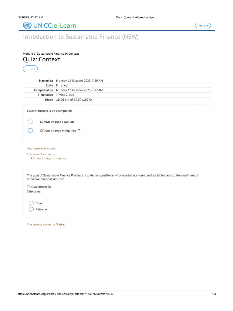 UN CC E-Learn Module 1 Part 3 Sustainable Finance in Context | PDF