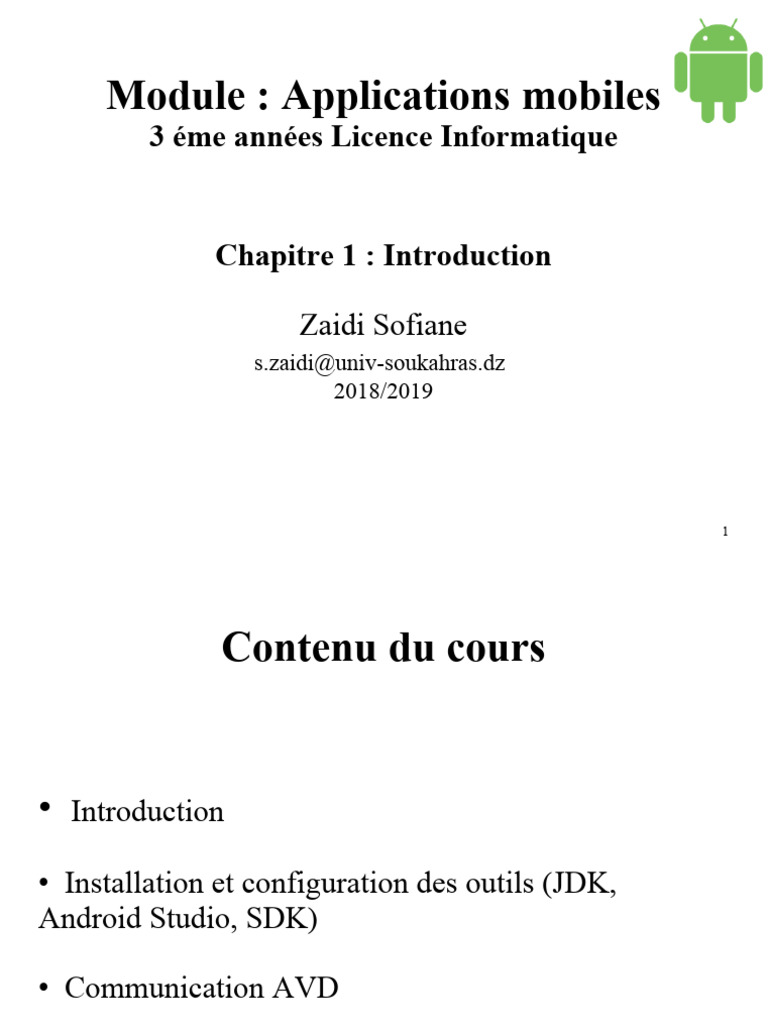 Chapitre 1 Android | PDF | Android (Système d'exploitation) | jeu de Google