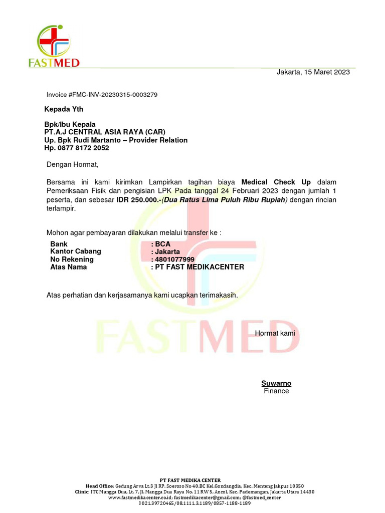 Invoice CAR 1 MCU Junirman Jaqin | PDF