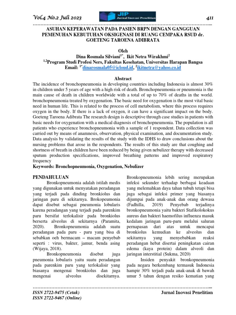 2688-Article Text-6969-1-10-20230701 | PDF | Pneumonia | Respiratory System