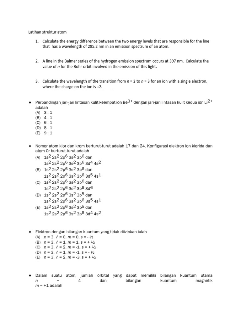 Latihan Soal Struktur Atom | PDF