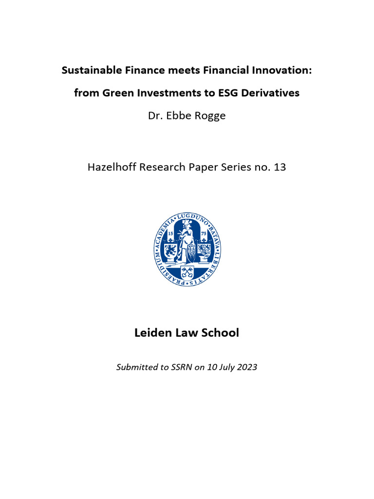 Sustainable Finance Meets Financial Innovation | PDF | Derivative ...