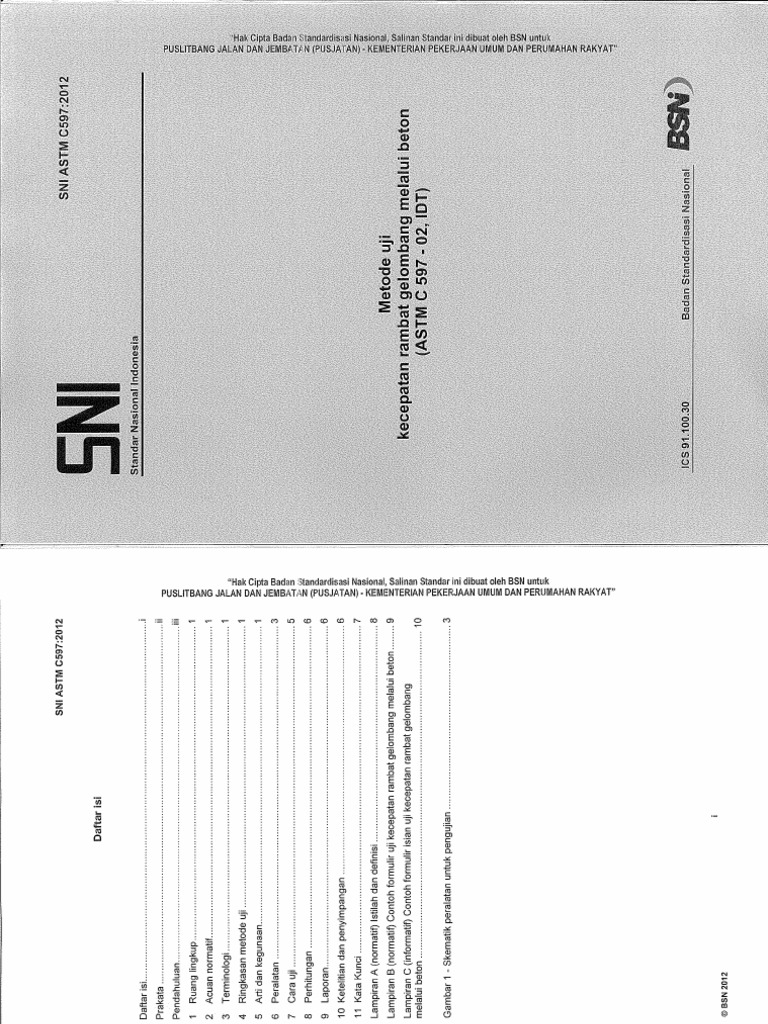 SNI ASTM C597-2012 - Uji UPV | PDF