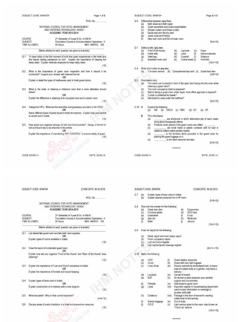 Accomodation Operations | PDF