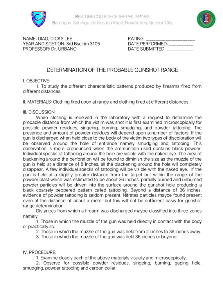 Gunshot Range Activity | PDF | Gunpowder | Physical Sciences