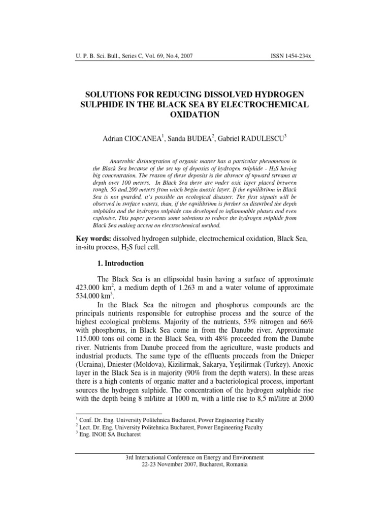 Solutions For Reducing Dissolved Hydrogen Sulphide in The Black Sea by ...