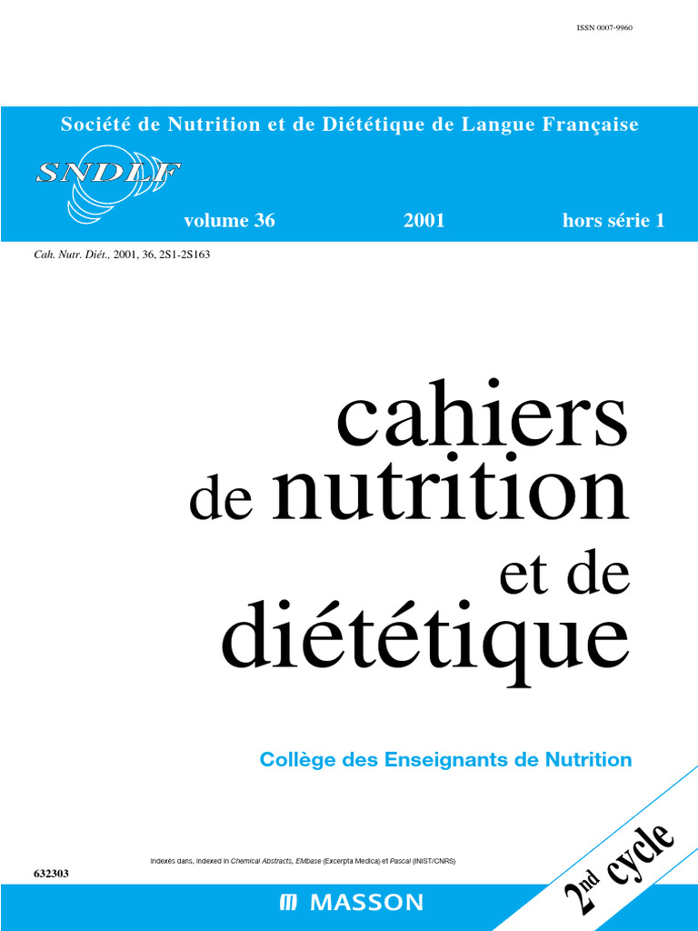 Cahiers de Nutrition et Diététique 2001 | PDF | Nutriments | Grossesse