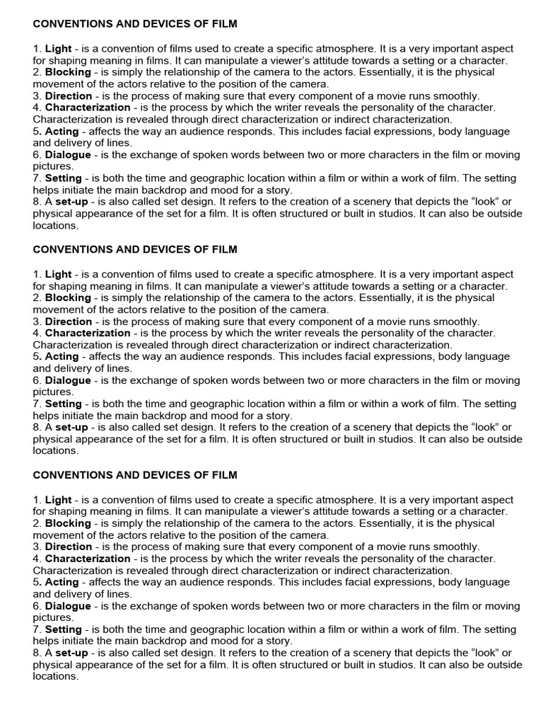 Conventions and Devices of Film | PDF | Actor | Body Language
