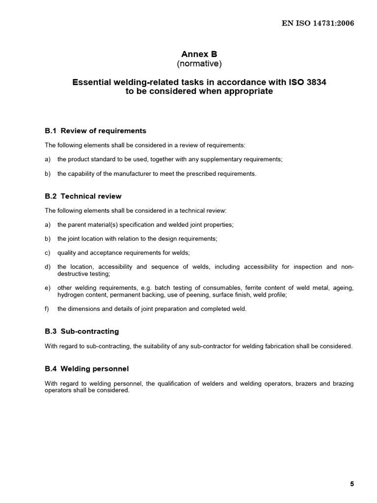 Annex B ISO 14731 & ISO 3834 | Download Free PDF | Welding | Construction