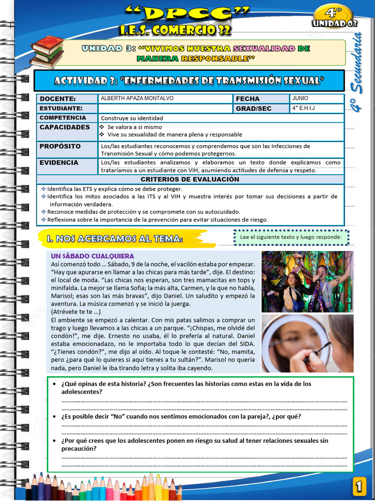 4° DPCC - Actv.03-Unid.3 2023 | PDF | Infección transmitida sexualmente | VIH / SIDA