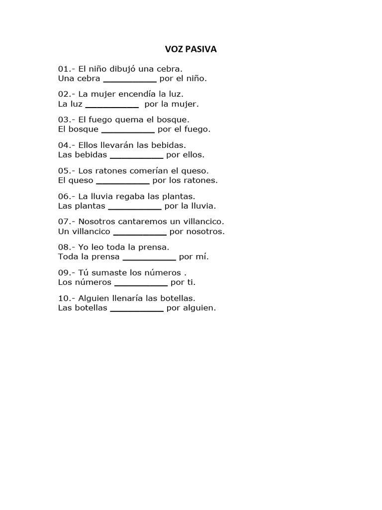 Ejemplos de Oraciones en Voz Pasiva | PDF