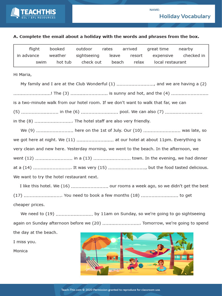 Holiday Vocabulary Interactive Worksheet | PDF | Language Arts ...