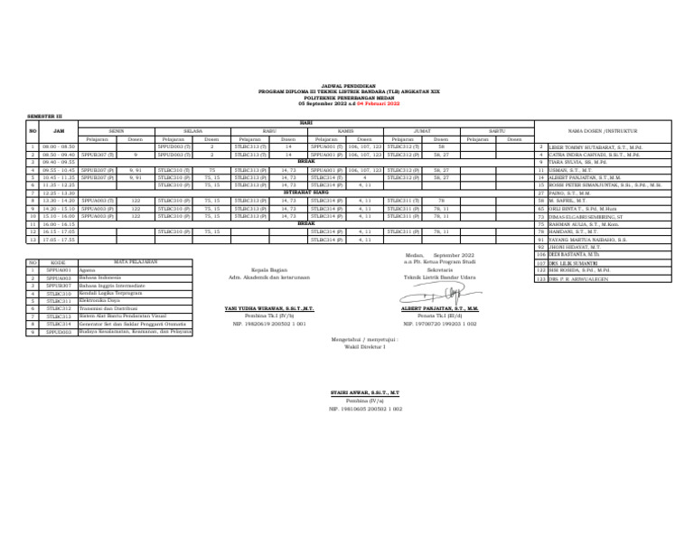 Jadwal TLB Xix Sem - Iii-1 | PDF