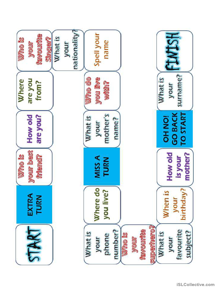 Personal Information Board Game | PDF