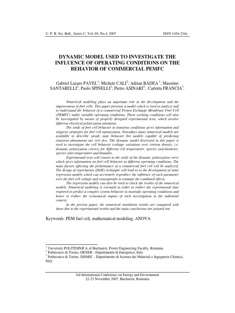 Dynamic Model Used To Investigate The Influence of Operating Conditions ... Dynamic Model Used To Investigate The Influence of Operating Conditions ...