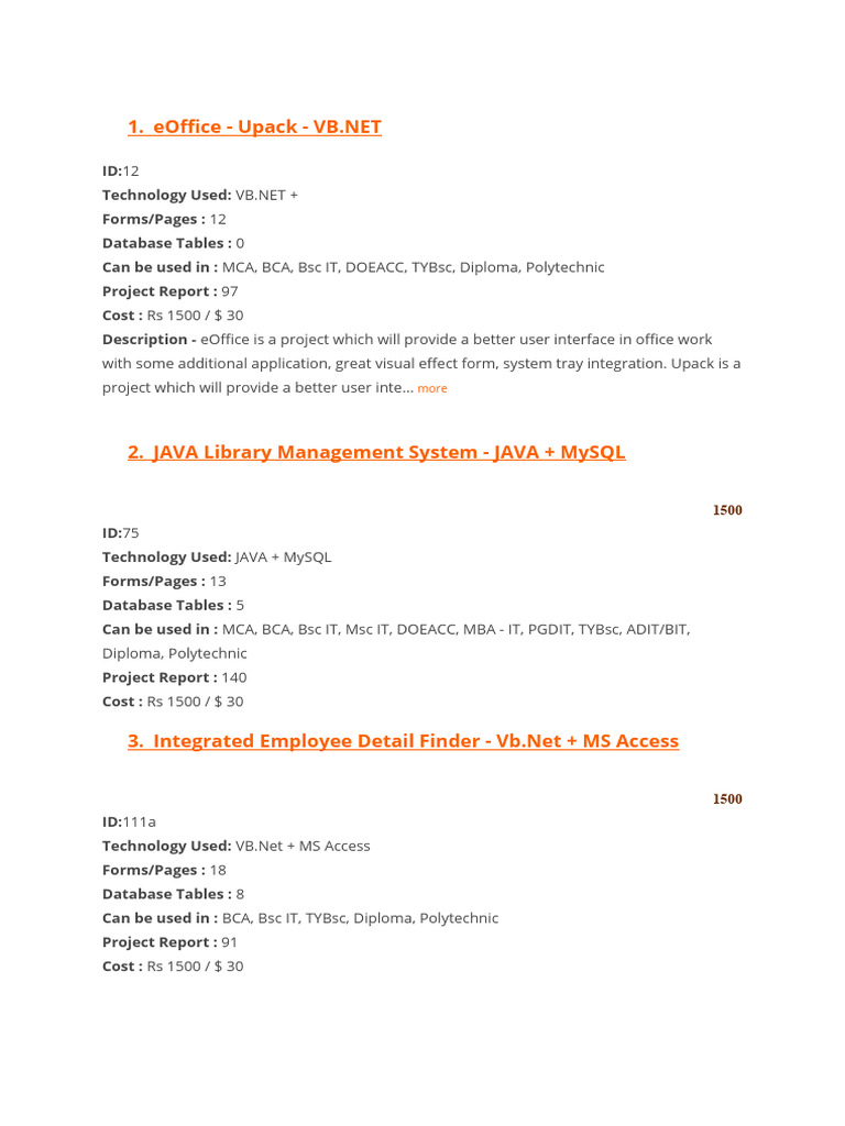 MCA Projects | PDF | Microsoft Access | Databases