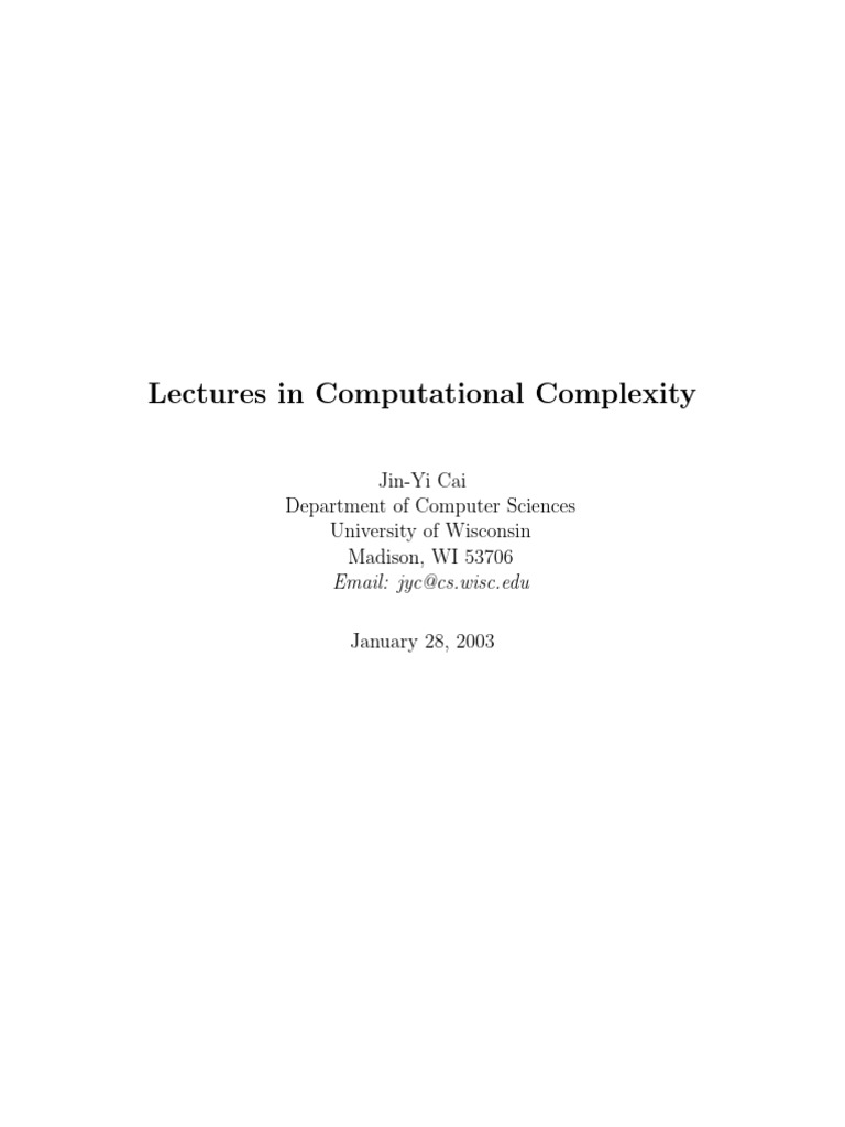 Lecture 01 | PDF | Computational Complexity Theory | Mathematics Lecture 01 | PDF | Computational Complexity Theory | Mathematics