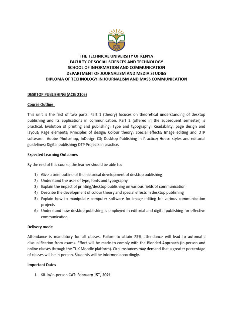 DTP Course Outline | PDF | Page Layout | Human Communication