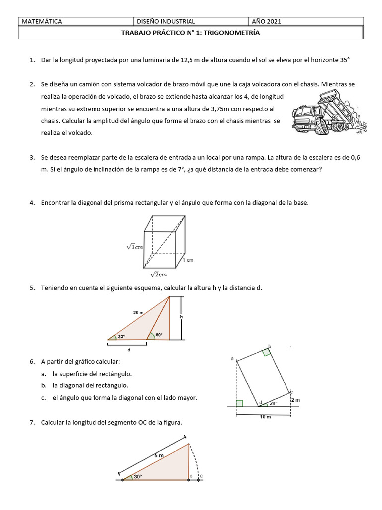 TPn°1 - Trigonometría | PDF | Triángulo | Trigonometría