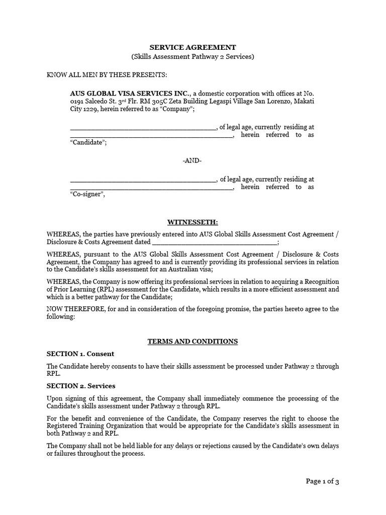 SERVICE AGREEMENT (RPL Transfer Agreement) - Philippine-based ...