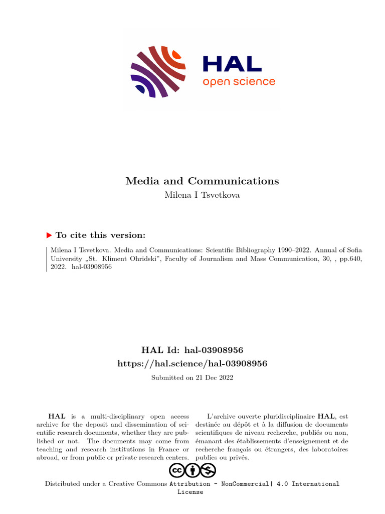 Media and Communication Bibliography 1990 2022 Preprint | PDF