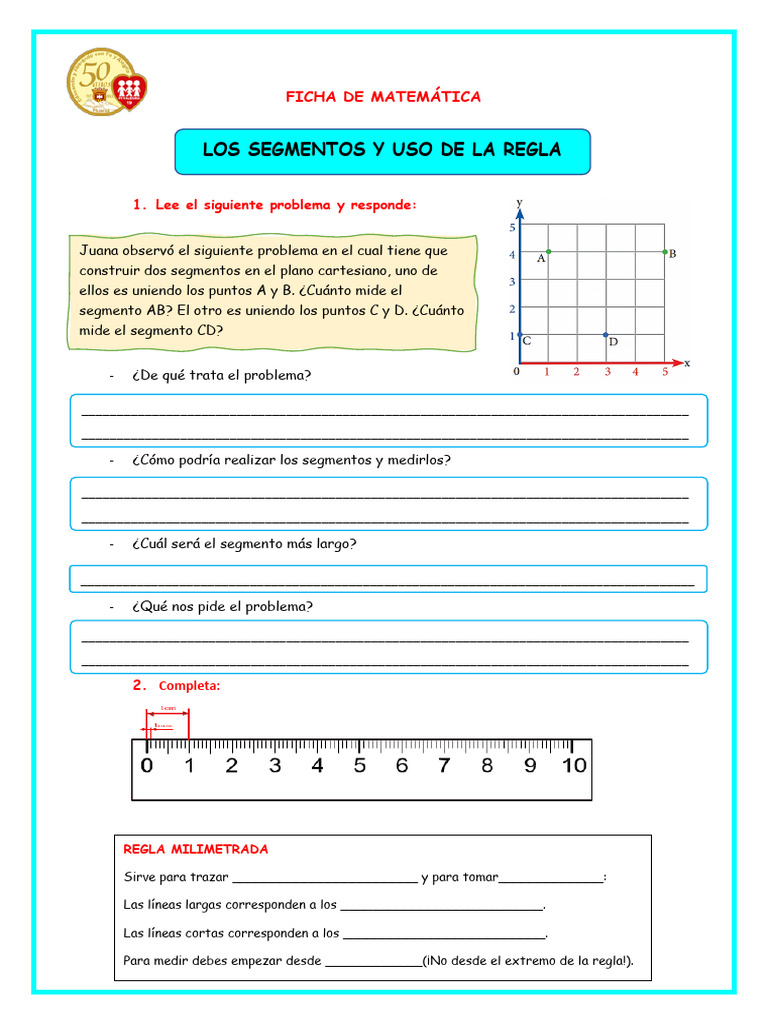 Ficha 4to A JGL Matem Los Segmentos y Uso de La Regla | PDF | Matemáticas | Geometría