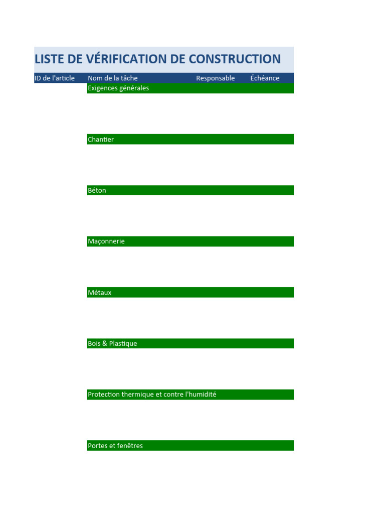 Liste de Vérification de Construction | PDF