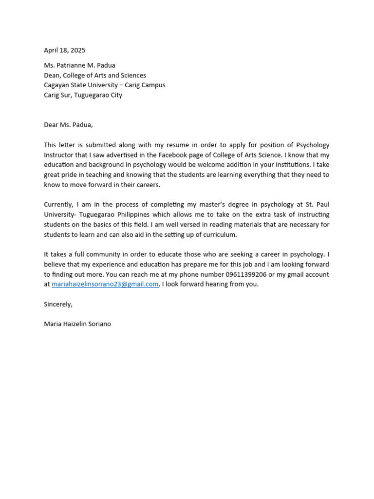 Application Letter | PDF