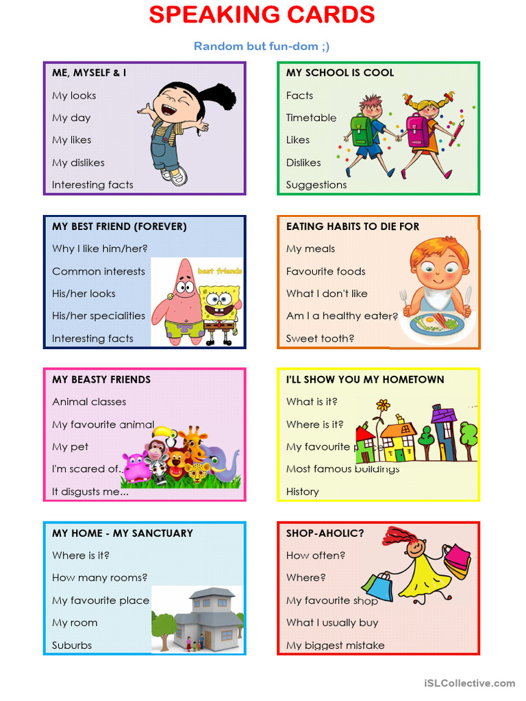 Fun Speaking Cards for Kids | PDF