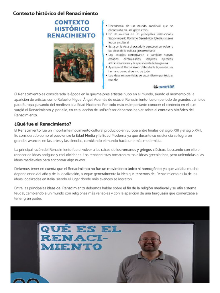 Contexto Histórico Del Renacimiento | Descargar gratis PDF ...