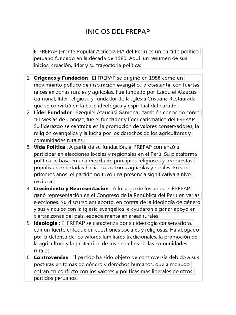 Inicios Del Frepap | PDF | Partidos políticos | Liderazgo