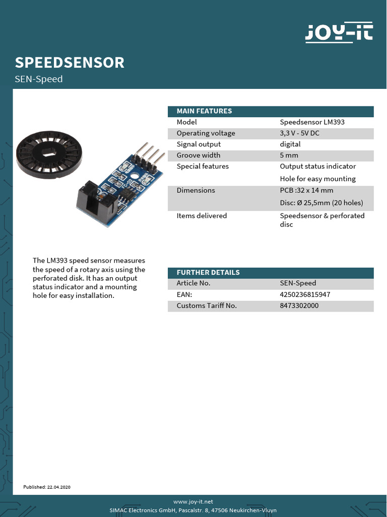 Datasheet SEN Speed | PDF