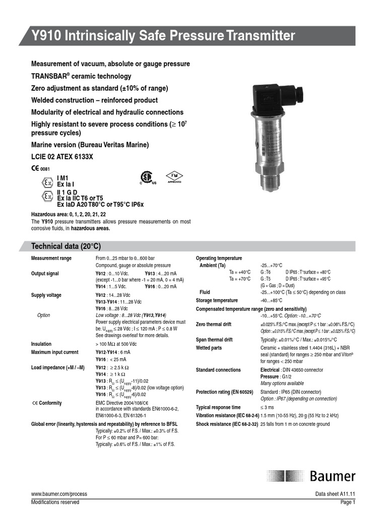 Baumer | Download Free PDF | Pressure Measurement | Pressure