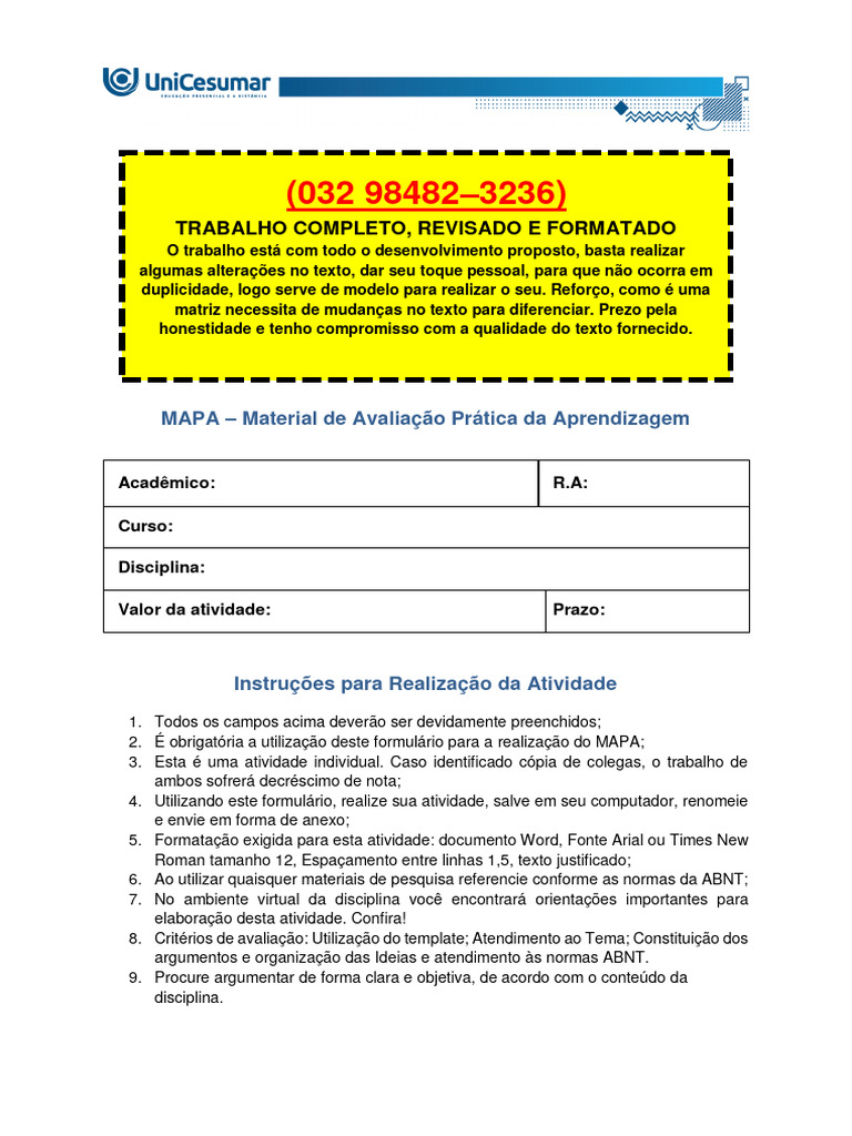 Resolução - (032 98482-3236) - M.A.P.A - Unicesumar - Mapa - Ccont ... Resolução - (032 98482-3236) - M.A.P.A - Unicesumar - Mapa - Ccont ...